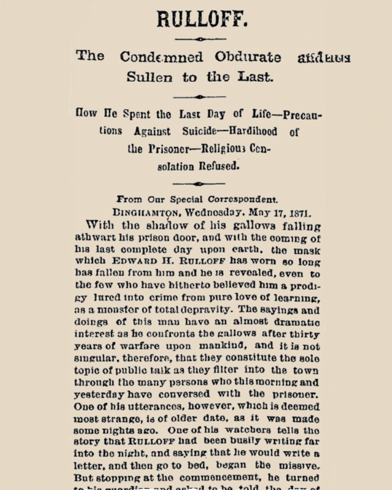 In this Spooky Season, a Look Back at Rulloff—Ithaca’s Infamous Rogue ...