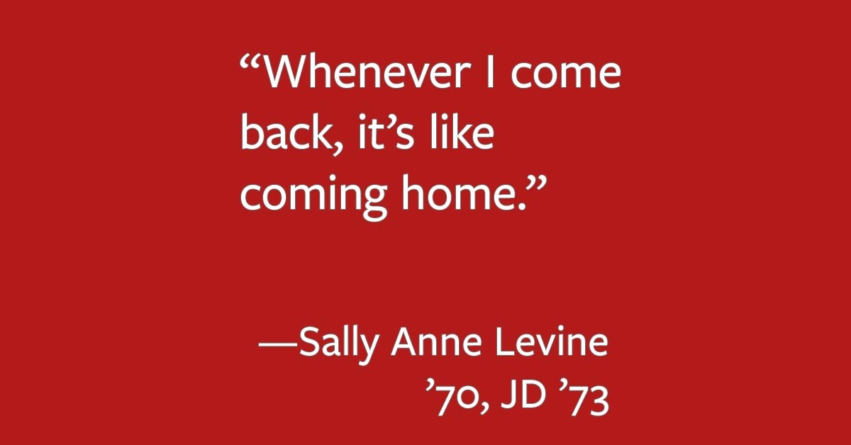 Sally Anne Levine ’70, JD ’73 shares her Reunion excitement - Alumni ...